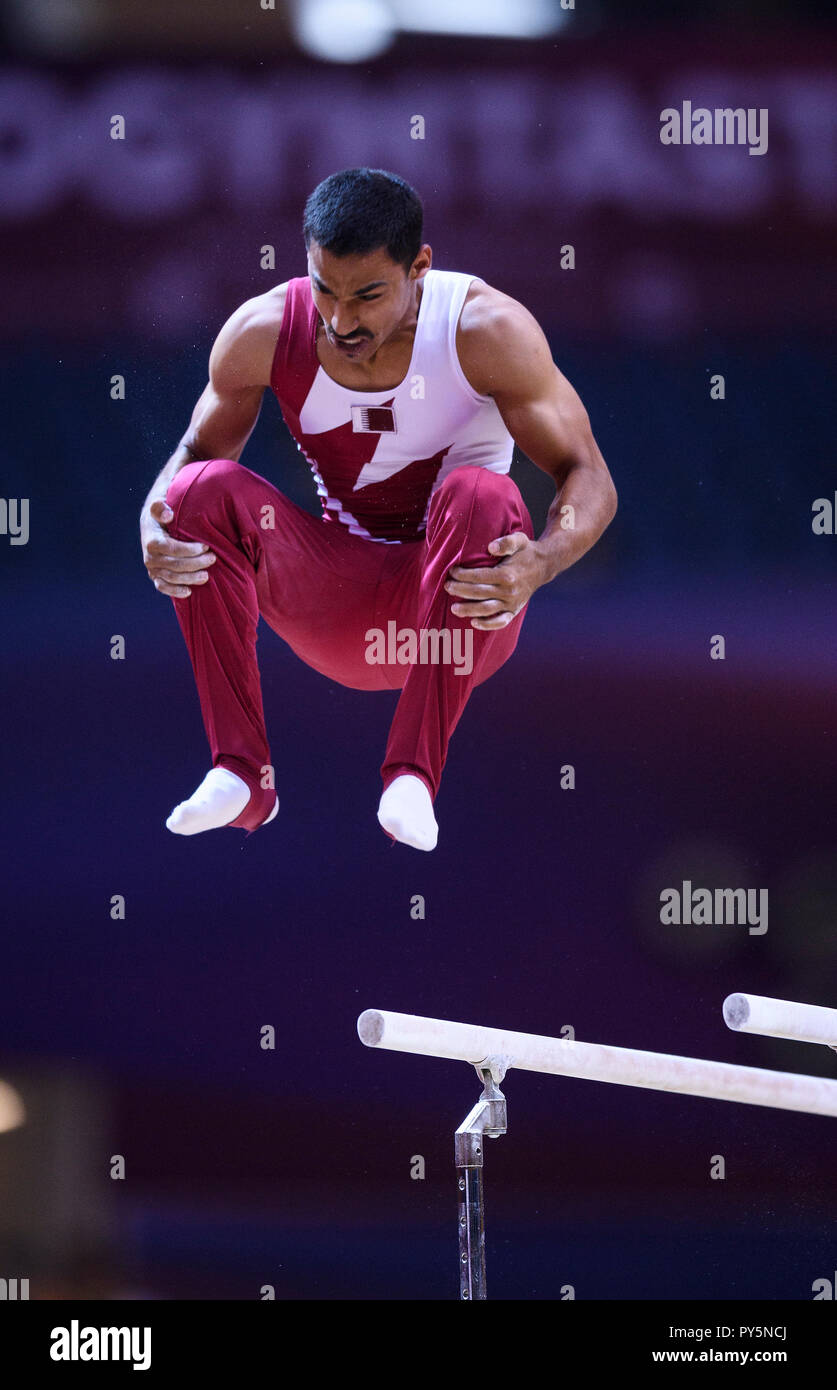 Doha, Qatar. 25th Oct, 2018. Ahmed Aldyani (QAT) at the bar. GES ...