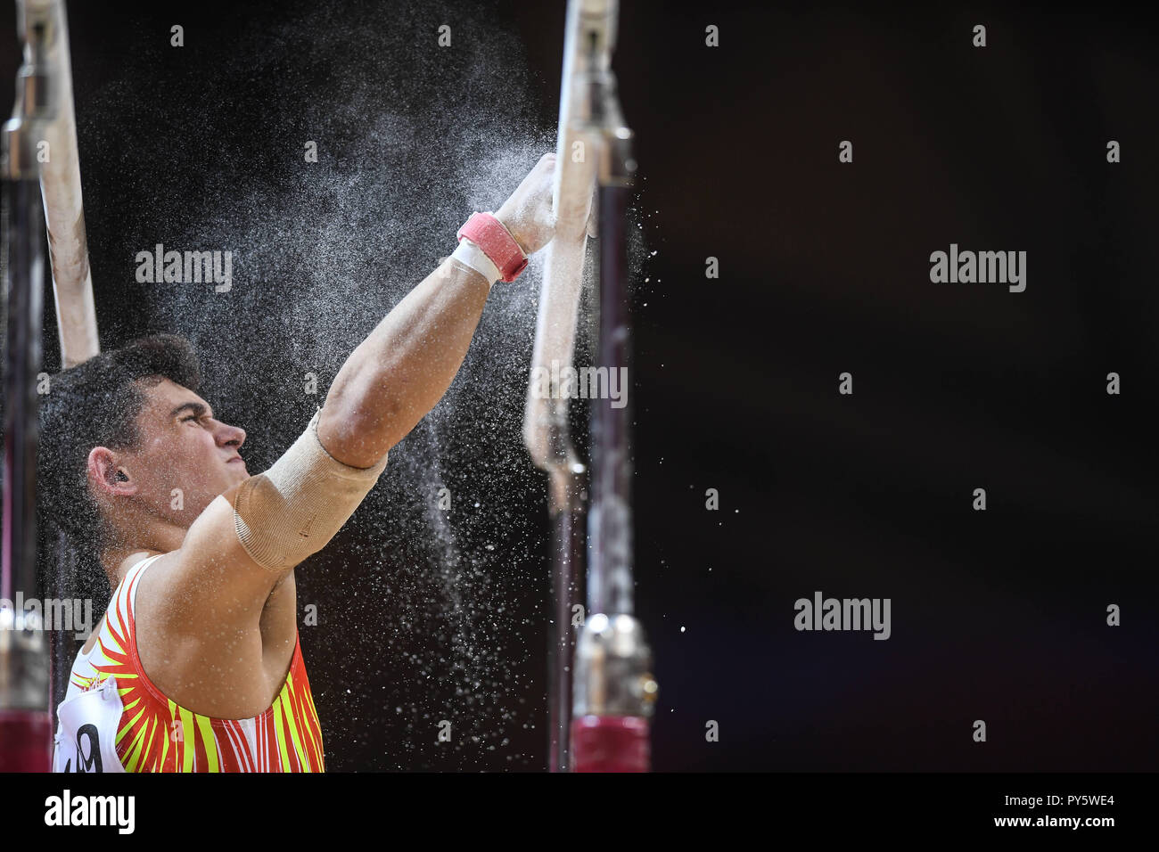 Doha, Qatar. 25th Oct, 2018. NICOLAU MIR from Spain chalks up the ...