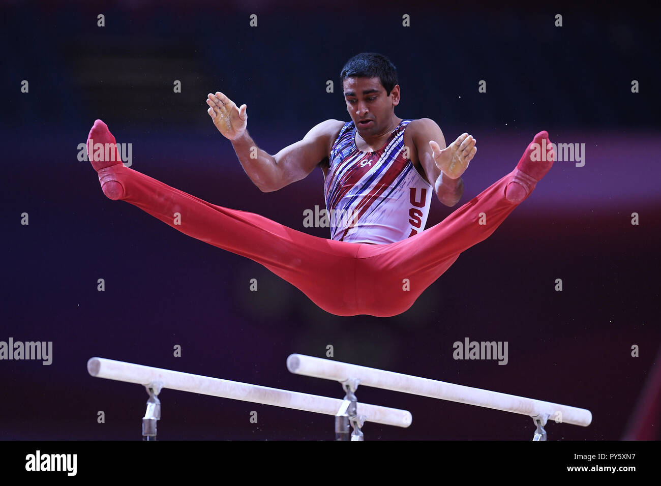Doha, Qatar. 26th Oct, 2018. Akash Modi (USA) at the bar. GES ...