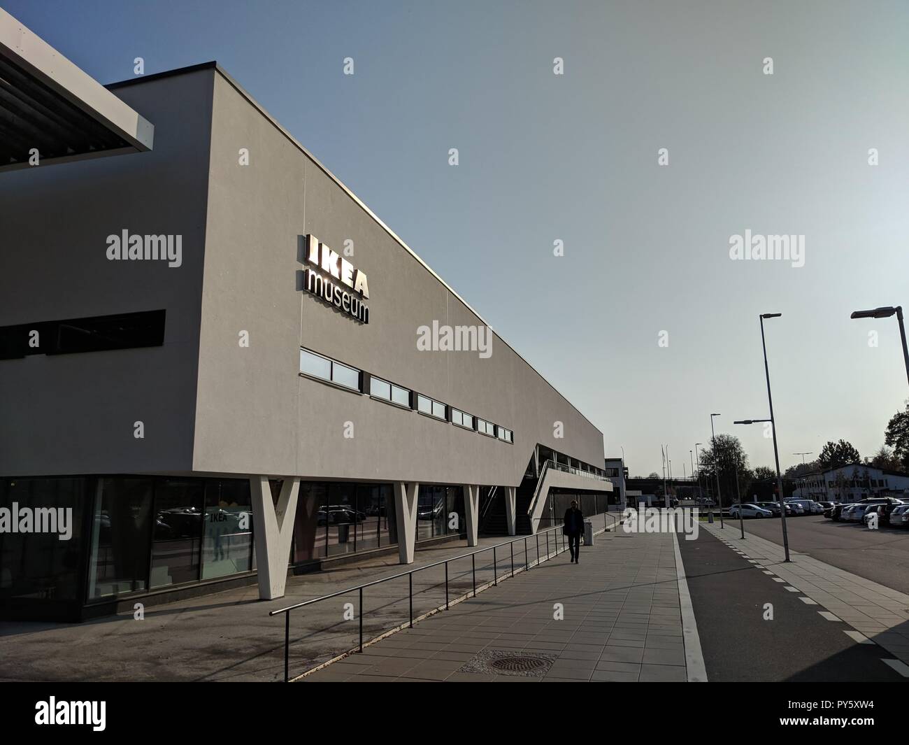 16 October 2018, Sweden, Älmhult: Exterior view of the first Ikea ...