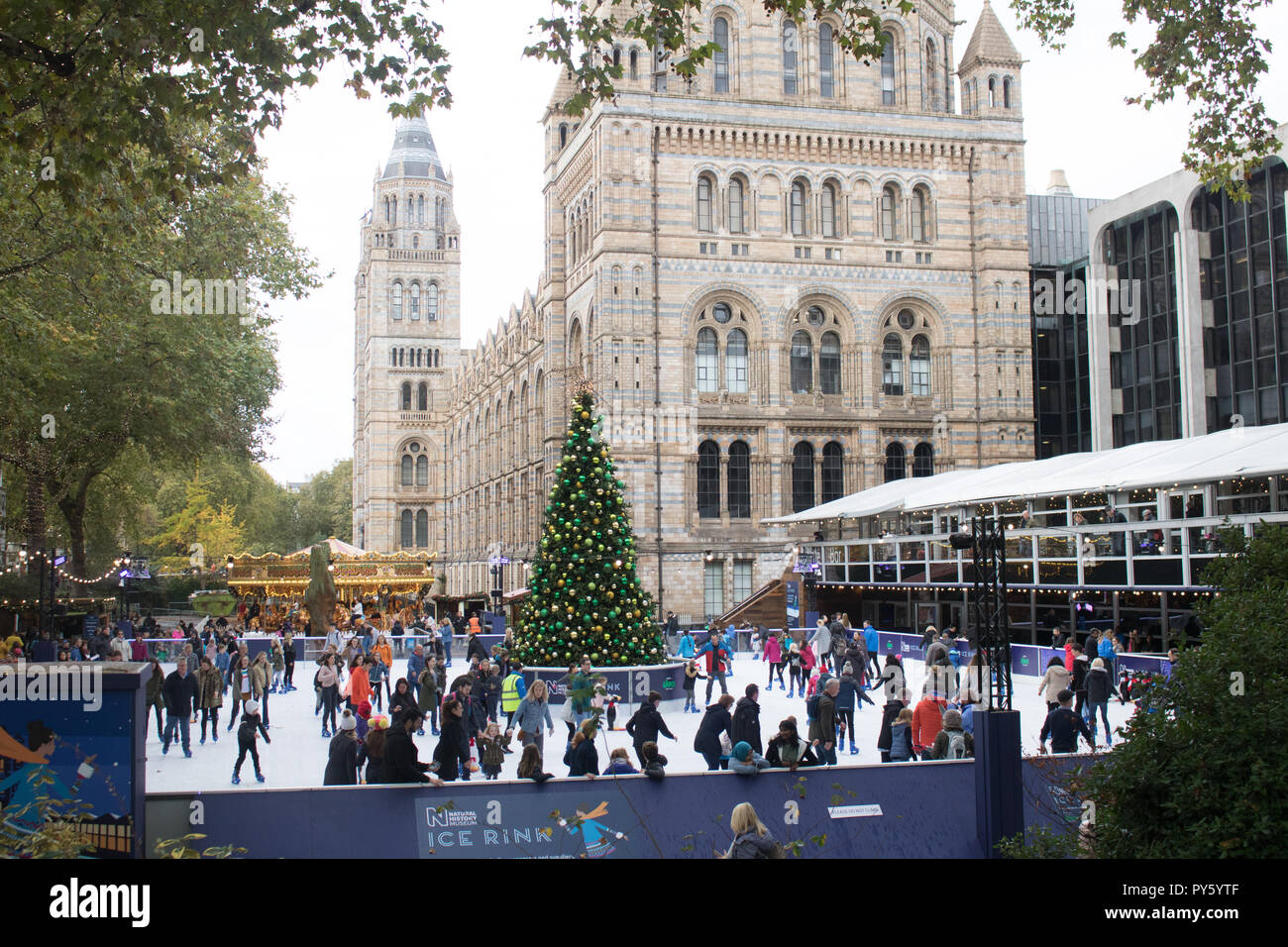 London UK. 26th October 2018. Skaters take to the ice at the Natural ...