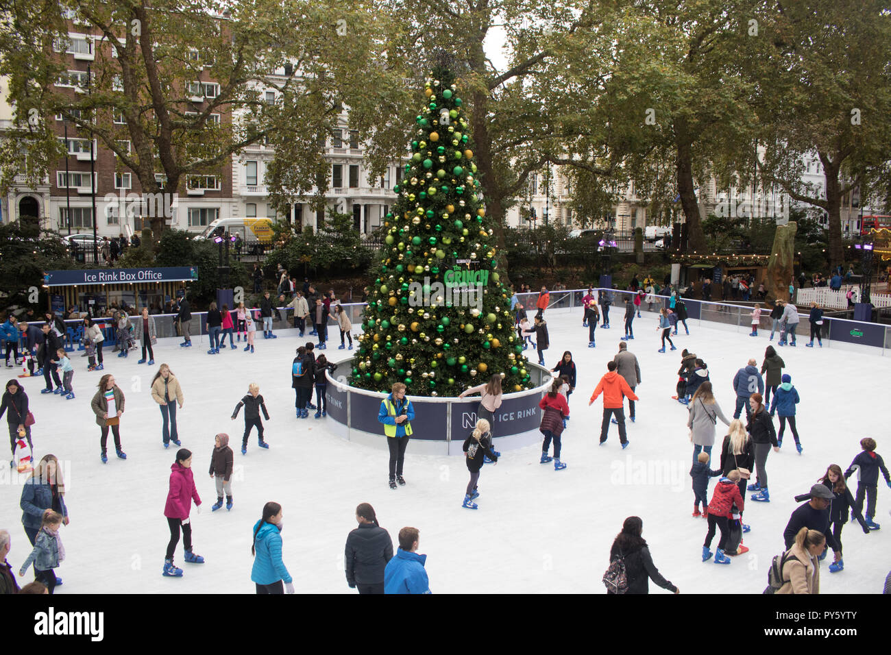 London UK. 26th October 2018. Skaters take to the ice at the Natural ...