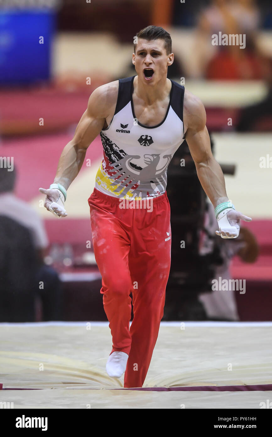Doha, Qatar. 26th Oct, 2018. LUKAS DAUSER from Germany celebrate after ...
