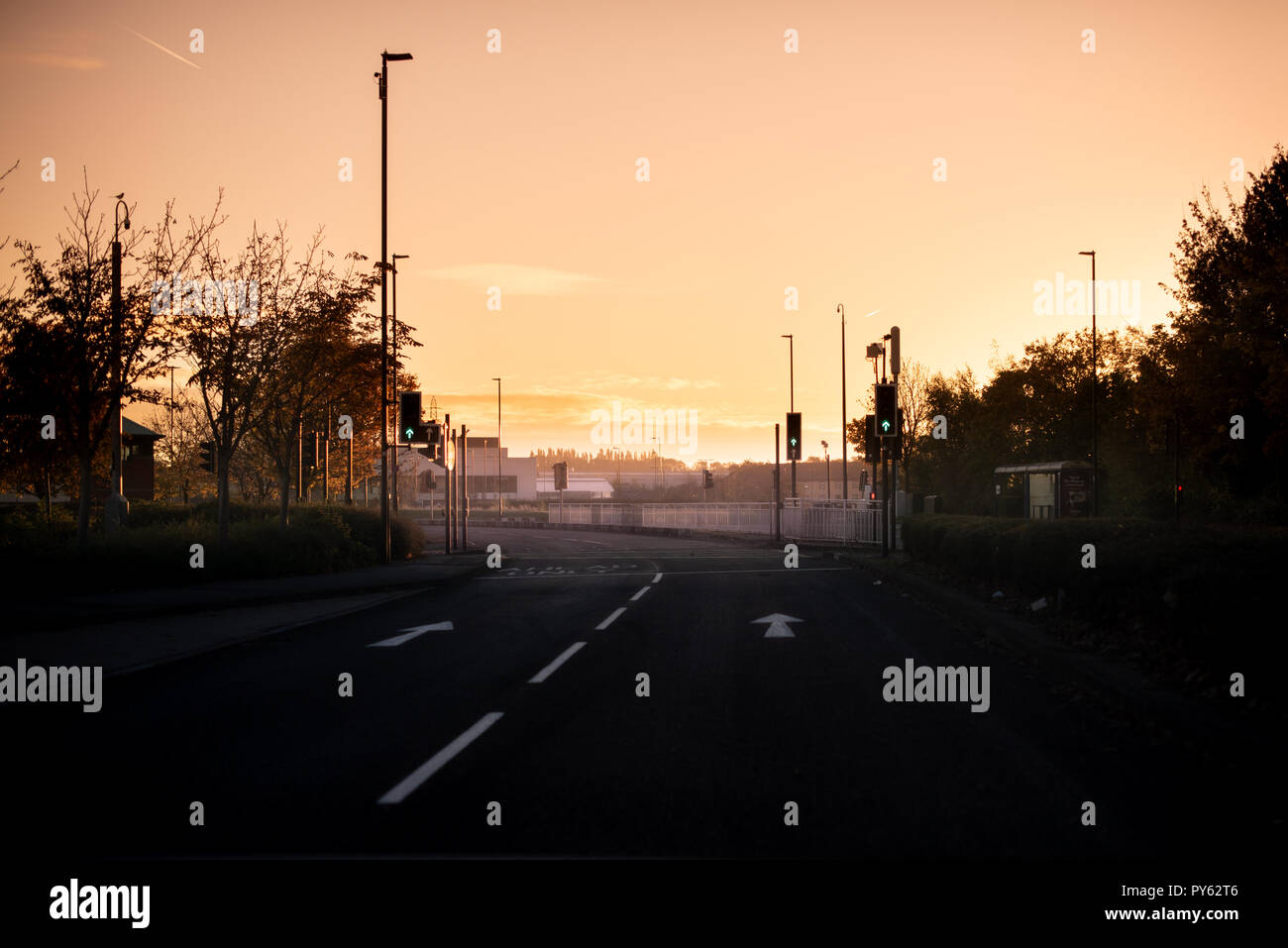 A empty road on a clear morning in England Stock Photo - Alamy