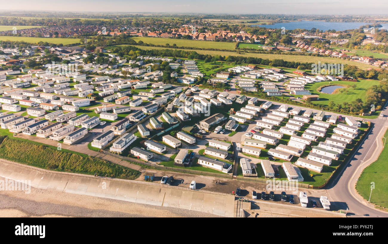 A top down view of a caravan park in England early morning Stock Photo ...