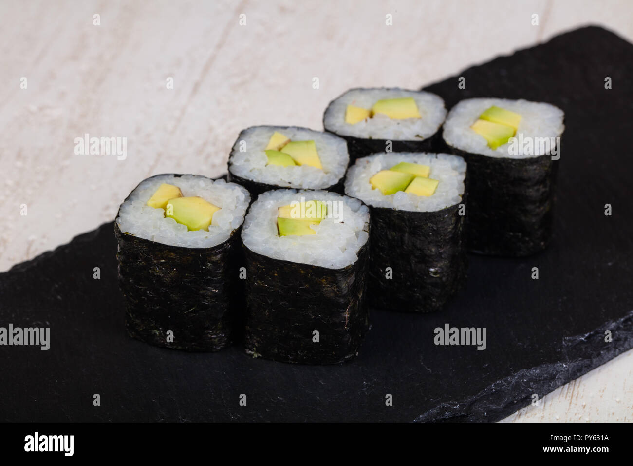 Japanese vegan roll with avocado Stock Photo - Alamy
