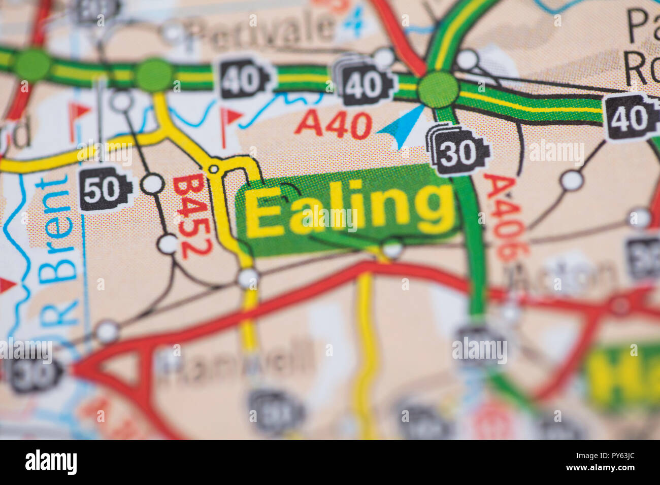 Ealing location road map. Great Britain map Stock Photo - Alamy
