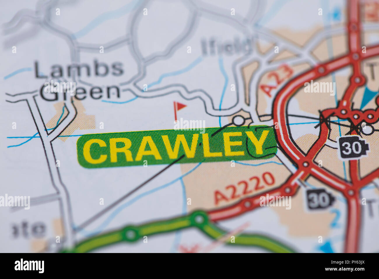Crawley location road map. Great Britain map Stock Photo - Alamy