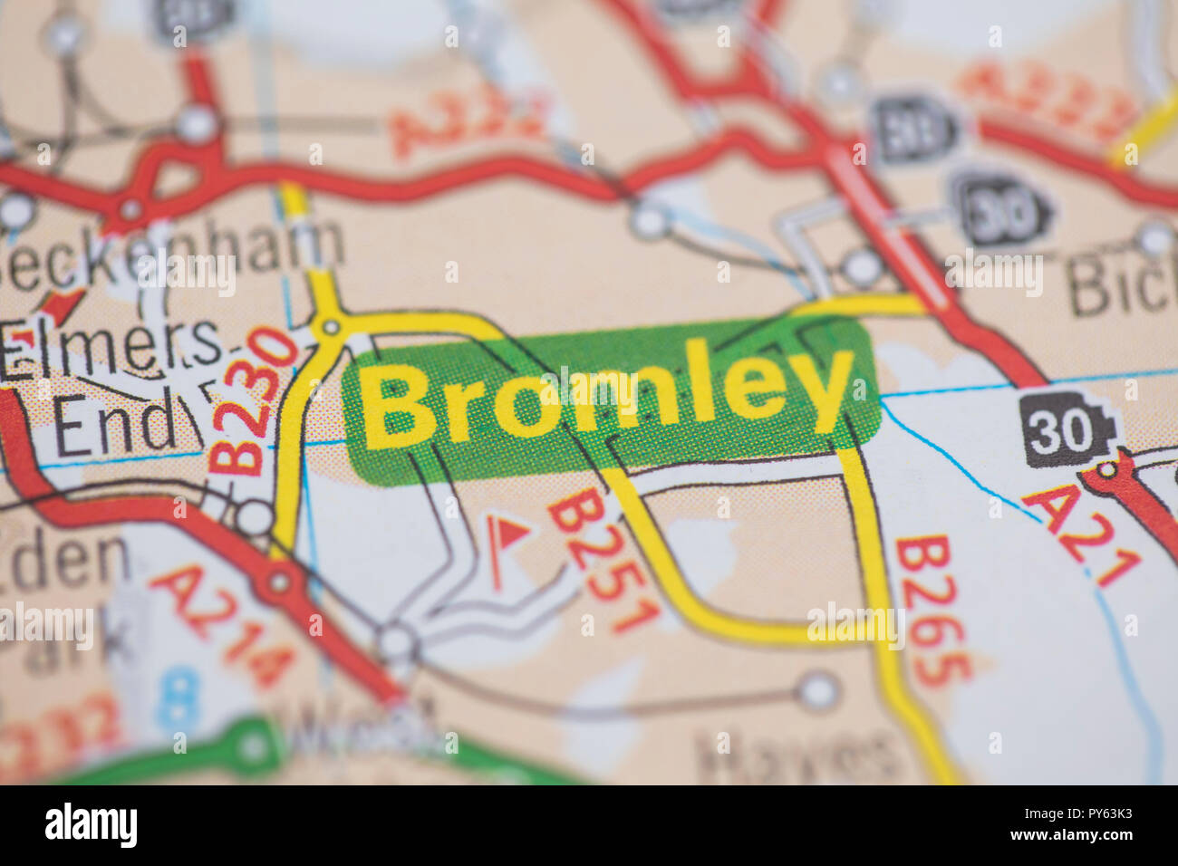 Bromley location road map. Great Britain map Stock Photo - Alamy