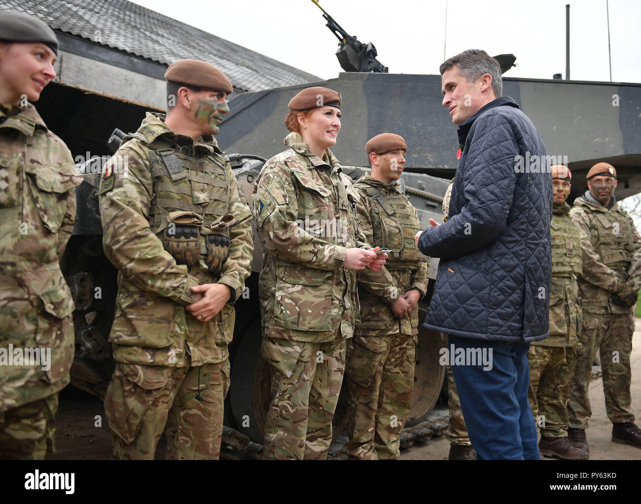 Defence Secretary Gavin Williamson speaking to Royal Wessex Yeomanry ...