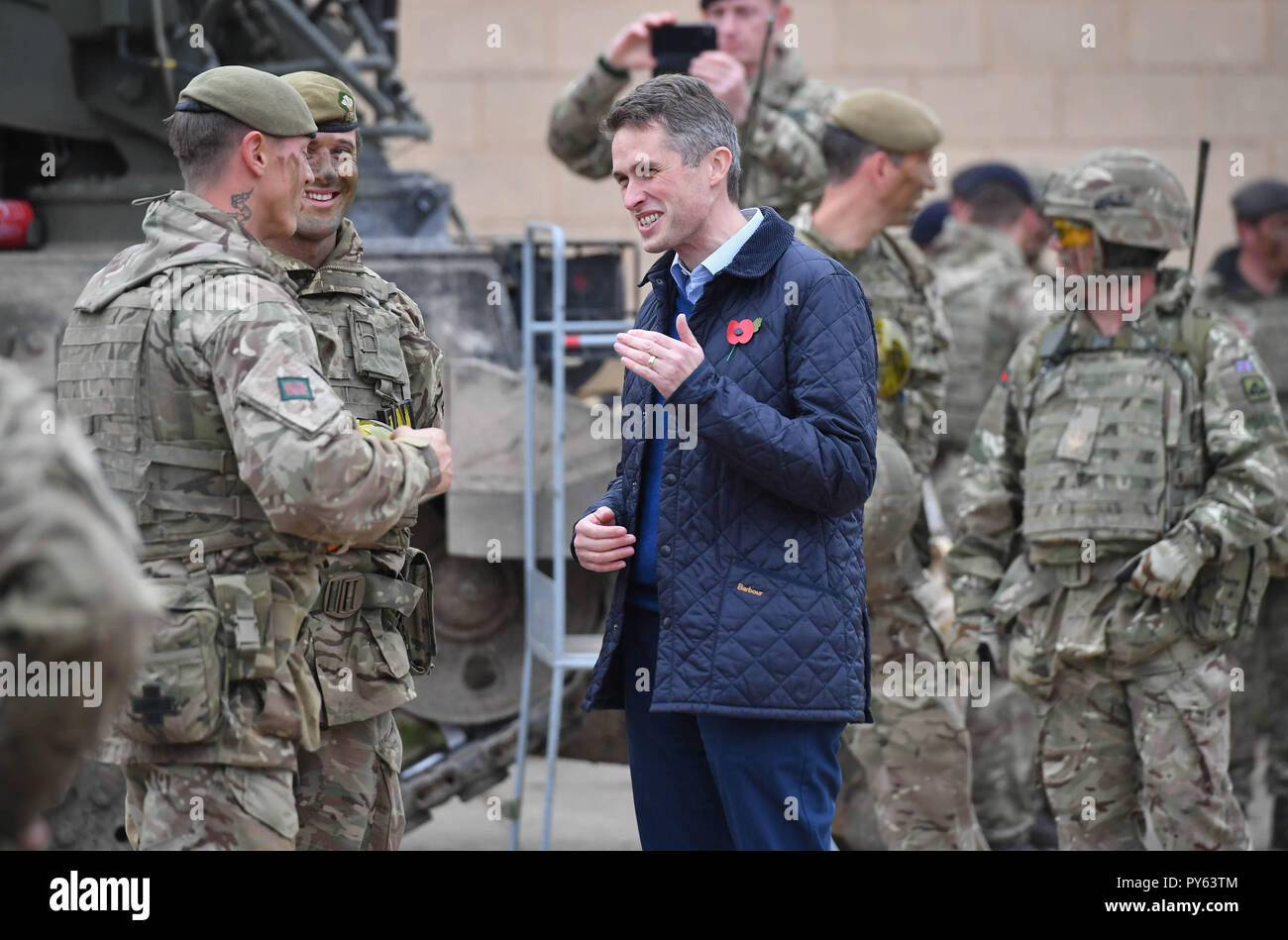 Defence Secretary Gavin Williamson speaking to soldiers during a Land ...