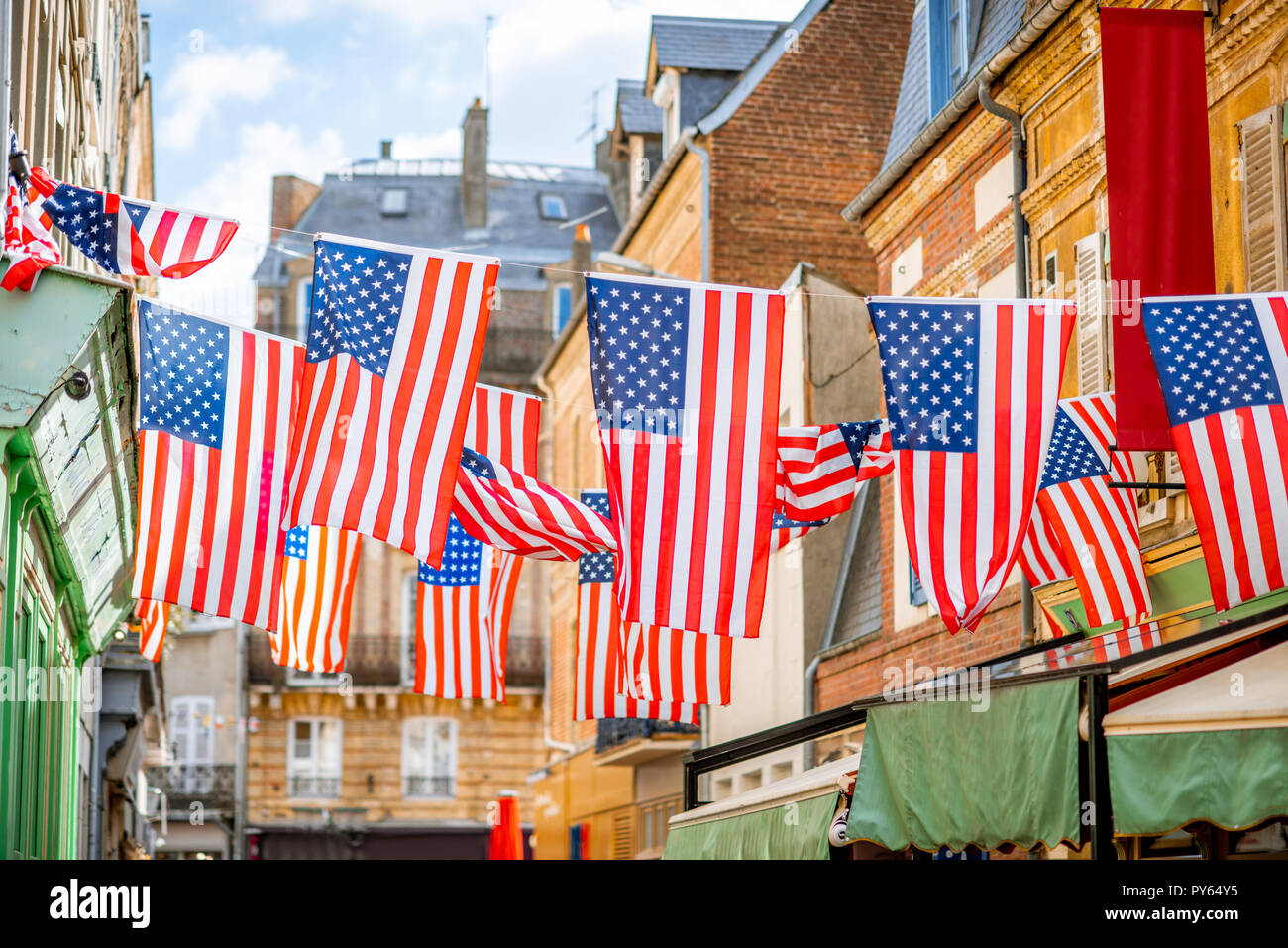 Street flags on facades hi-res stock photography and images - Alamy