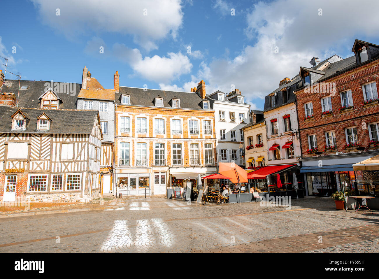 Beautiful facades of the old buildings in the central square in ...