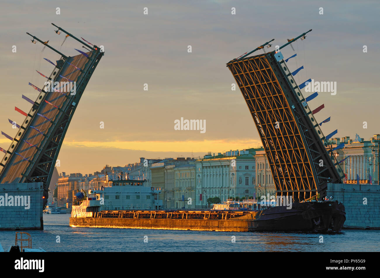 In summer, during navigation ,the city's open bridges for the passage ...