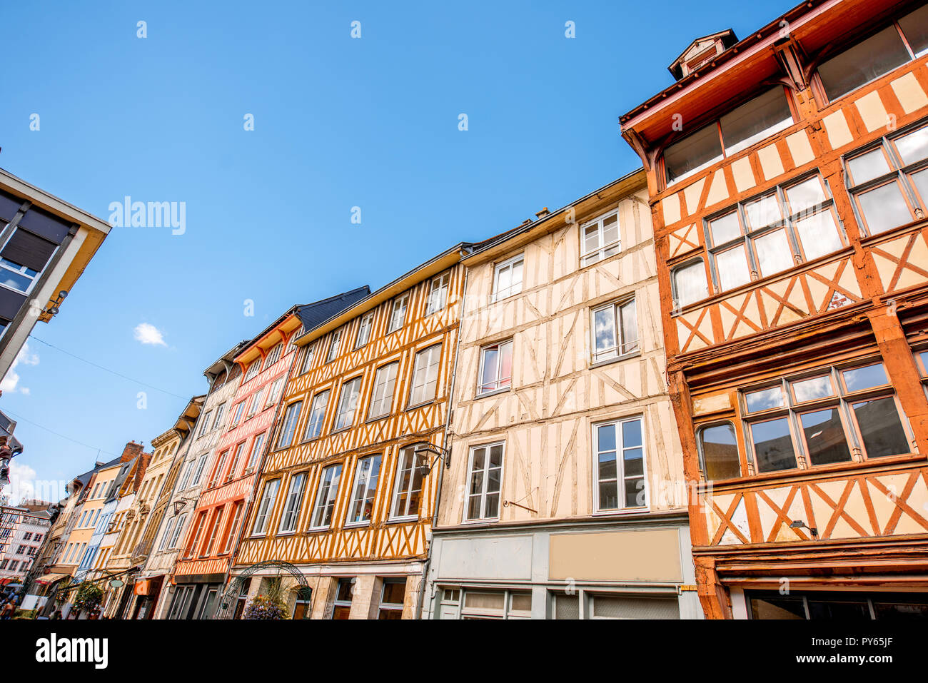 Beautiful colorful half-timbered houses in Rouen city, the capital of ...