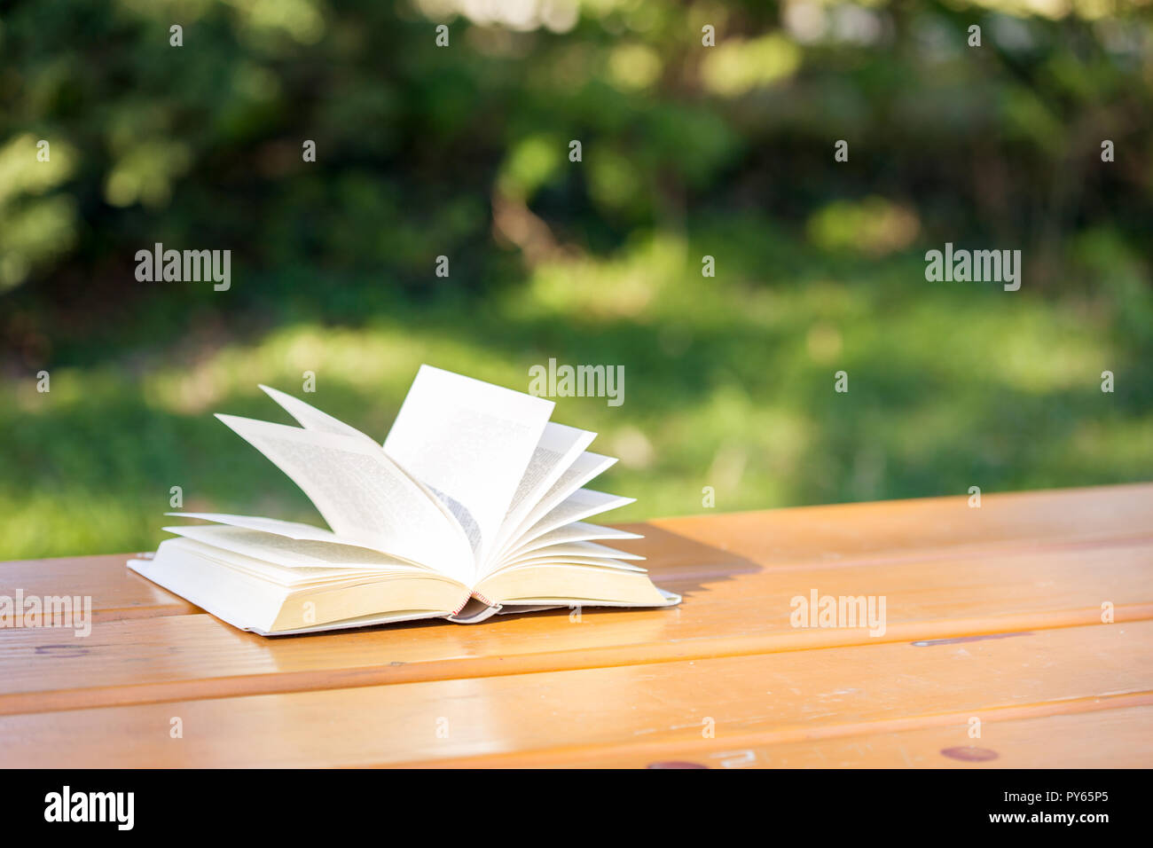 Open book lying on table hi-res stock photography and images - Alamy