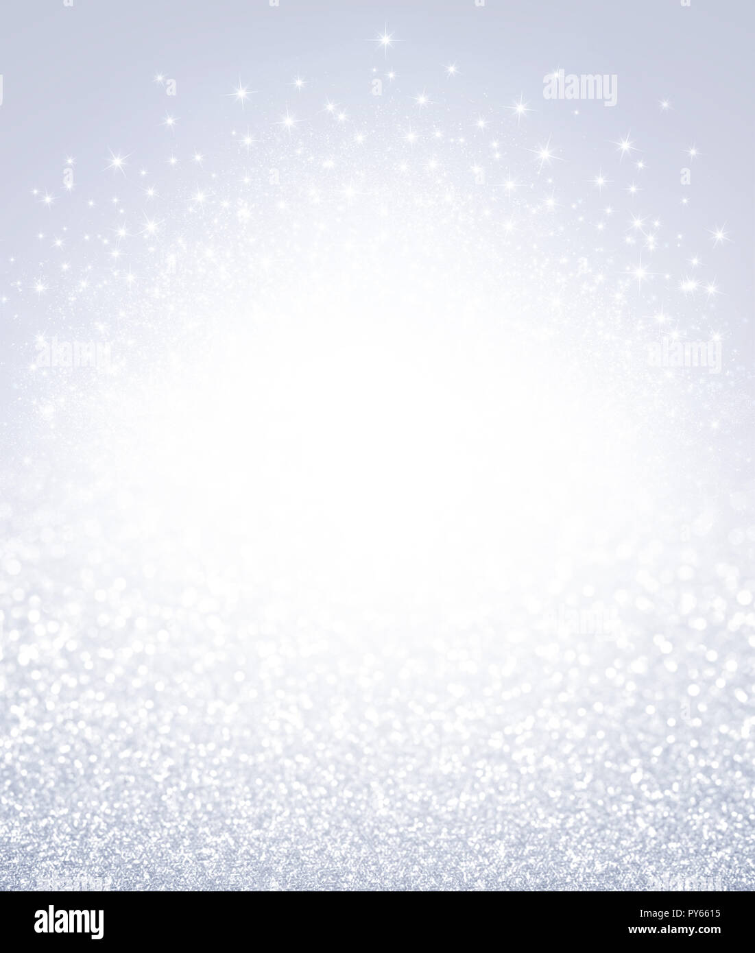 Glittering defocused silver background with shining stars exploding ...