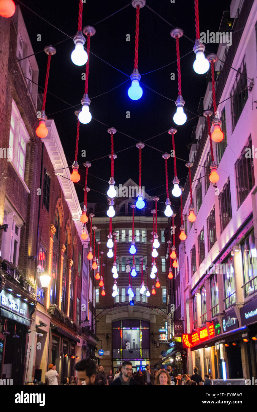 Giant light bulbs on Ganton Street in Soho, London, W1, UK Stock Photo ...
