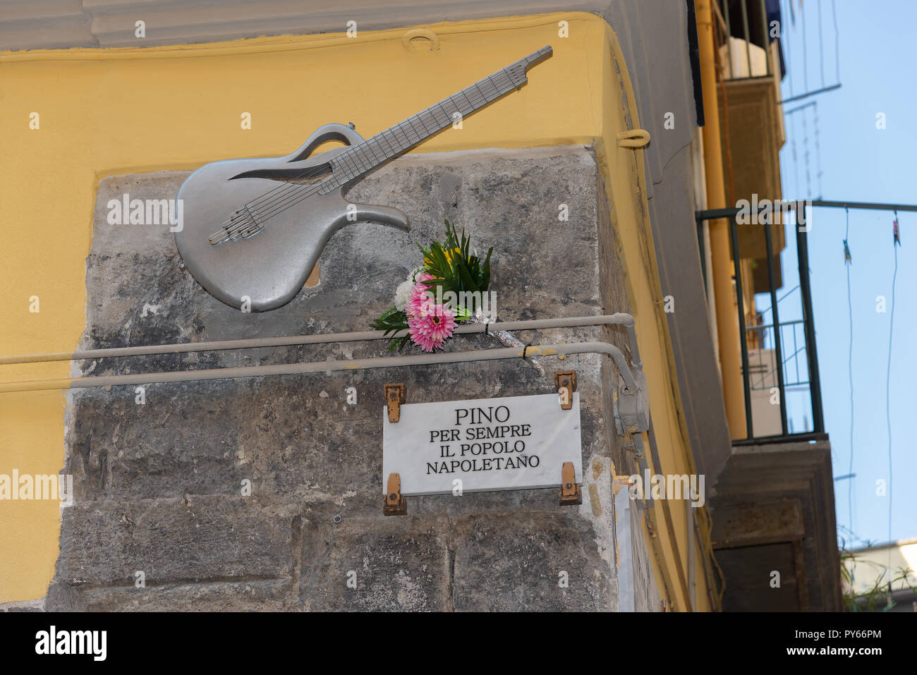 Naples, Italy 14 october, 2018: street sign dedicated to Pino Daniele ...
