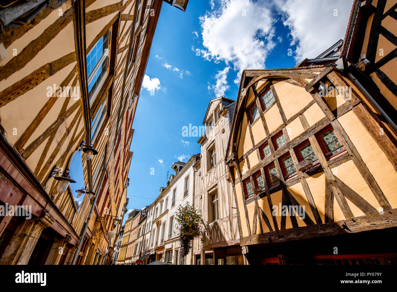 Beautiful colorful half-timbered houses in Rouen city, the capital of ...