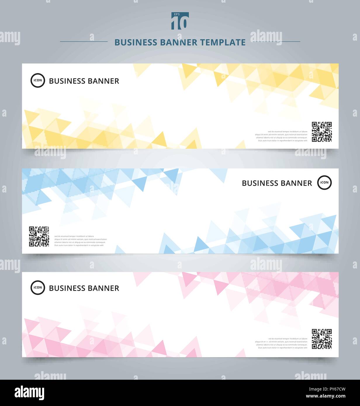 Set of abstract banner template yellow, blue, pink pastel color ...