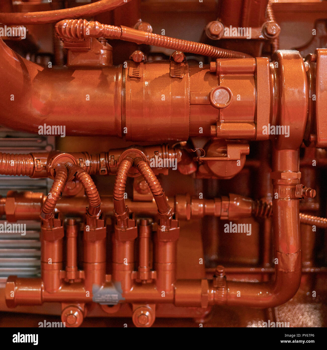 New modern internal combustion engine. Fragment Stock Photo - Alamy