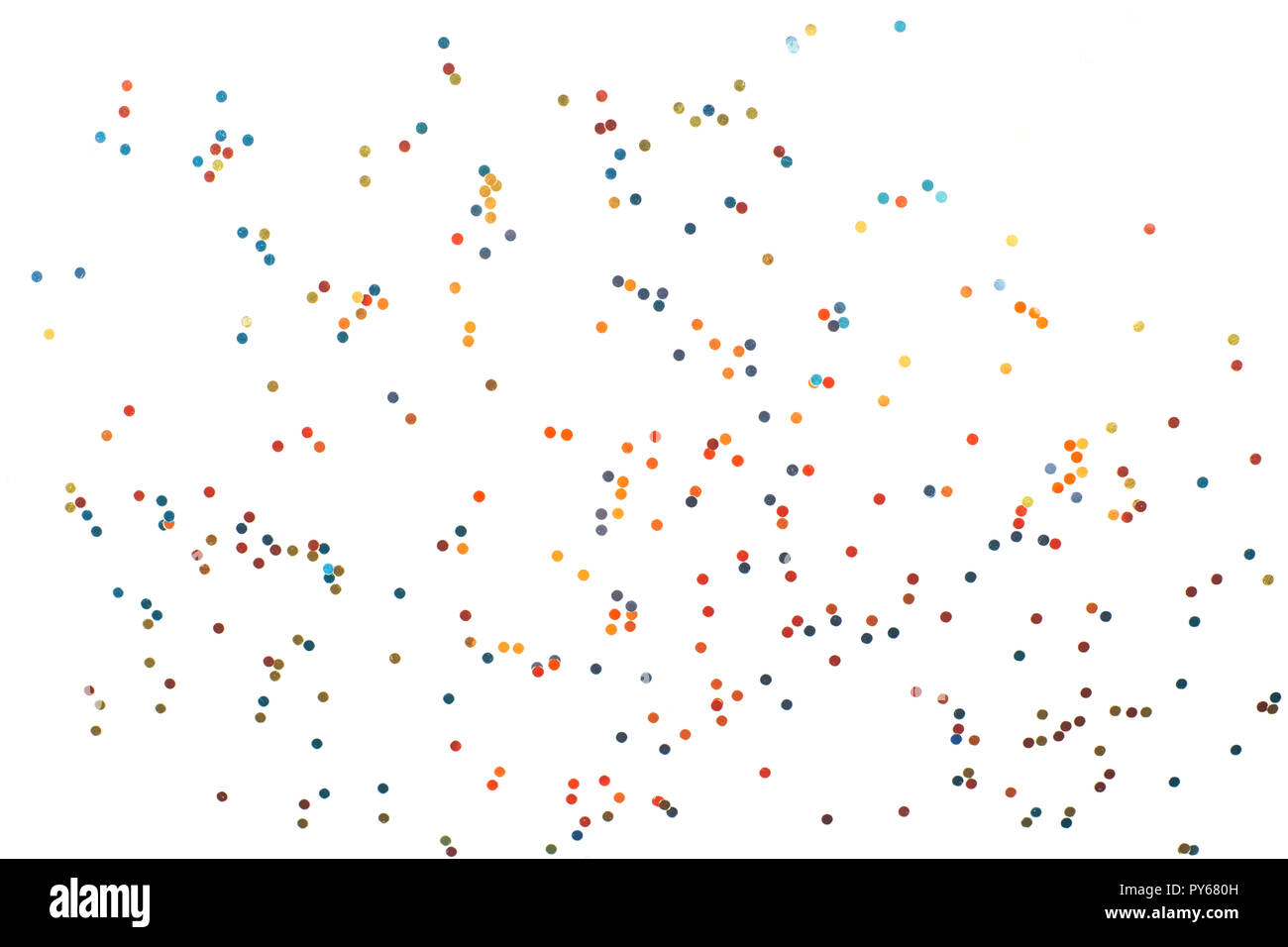 Little vibrant confetti isolated on white background. Flat lay style ...