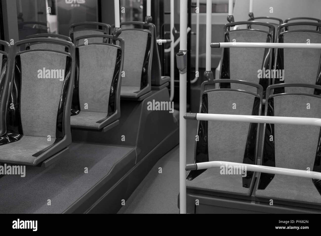 Salon modern bus. Seats for passengers Stock Photo - Alamy