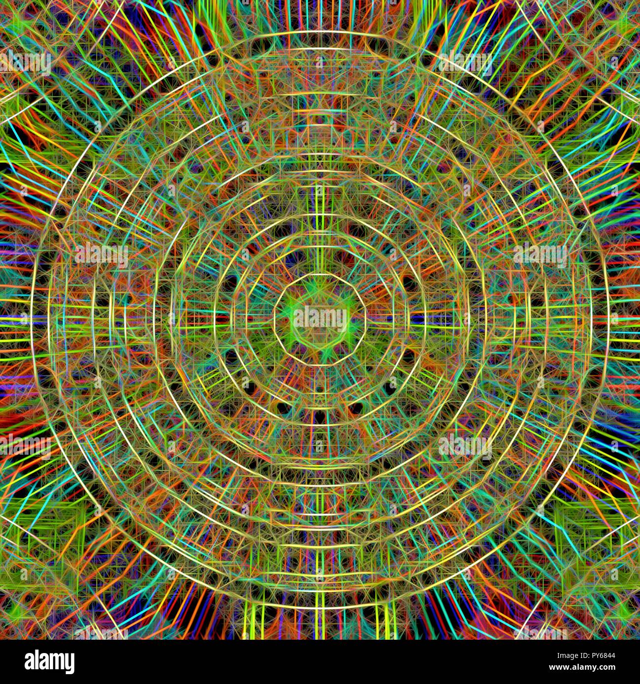 A colorful and vivid image with abstract Sacred Geometry. A psychedelic ...