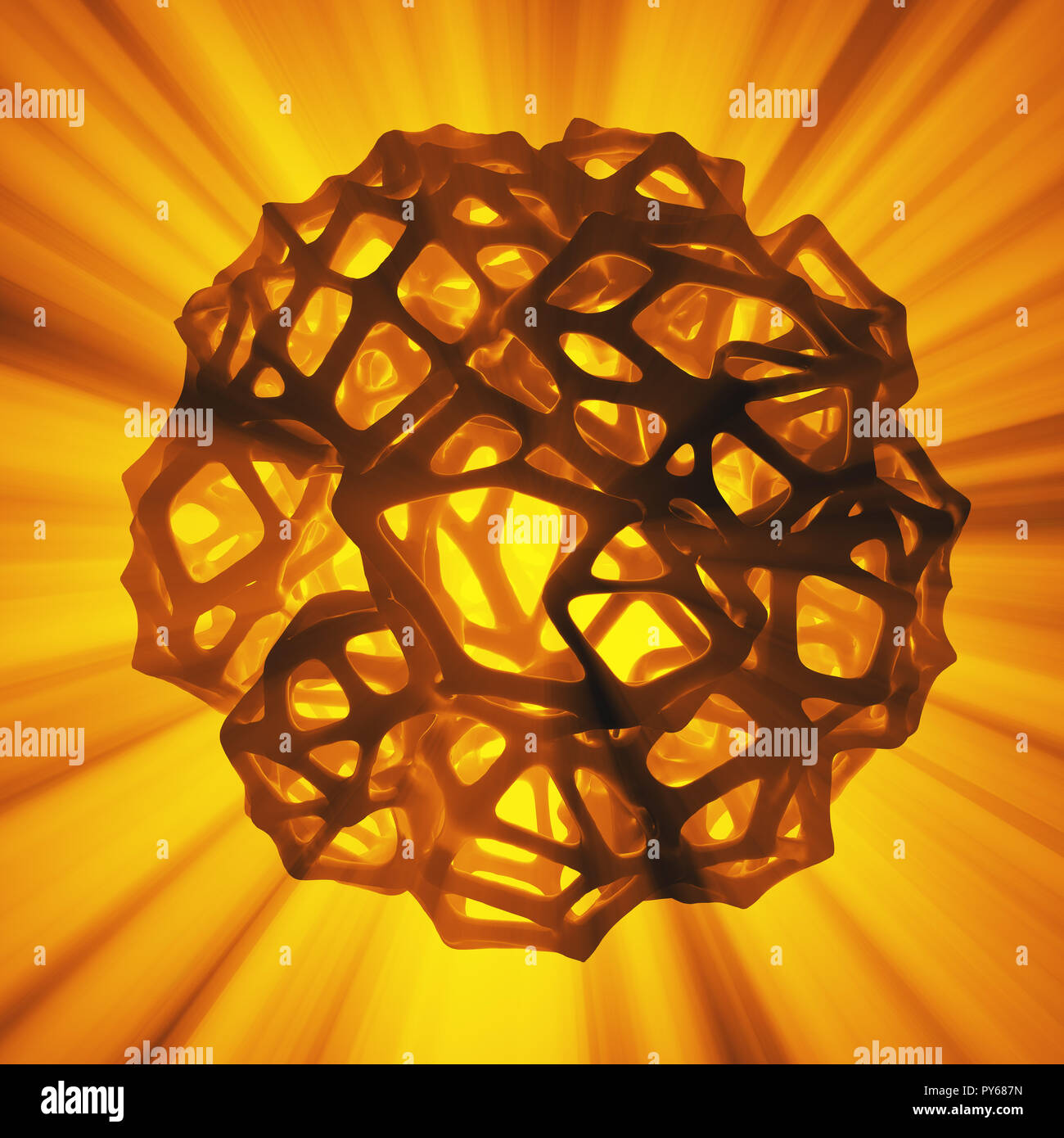 Abstract 3d rendering concept of high poly sphere with chaotic mesh ...
