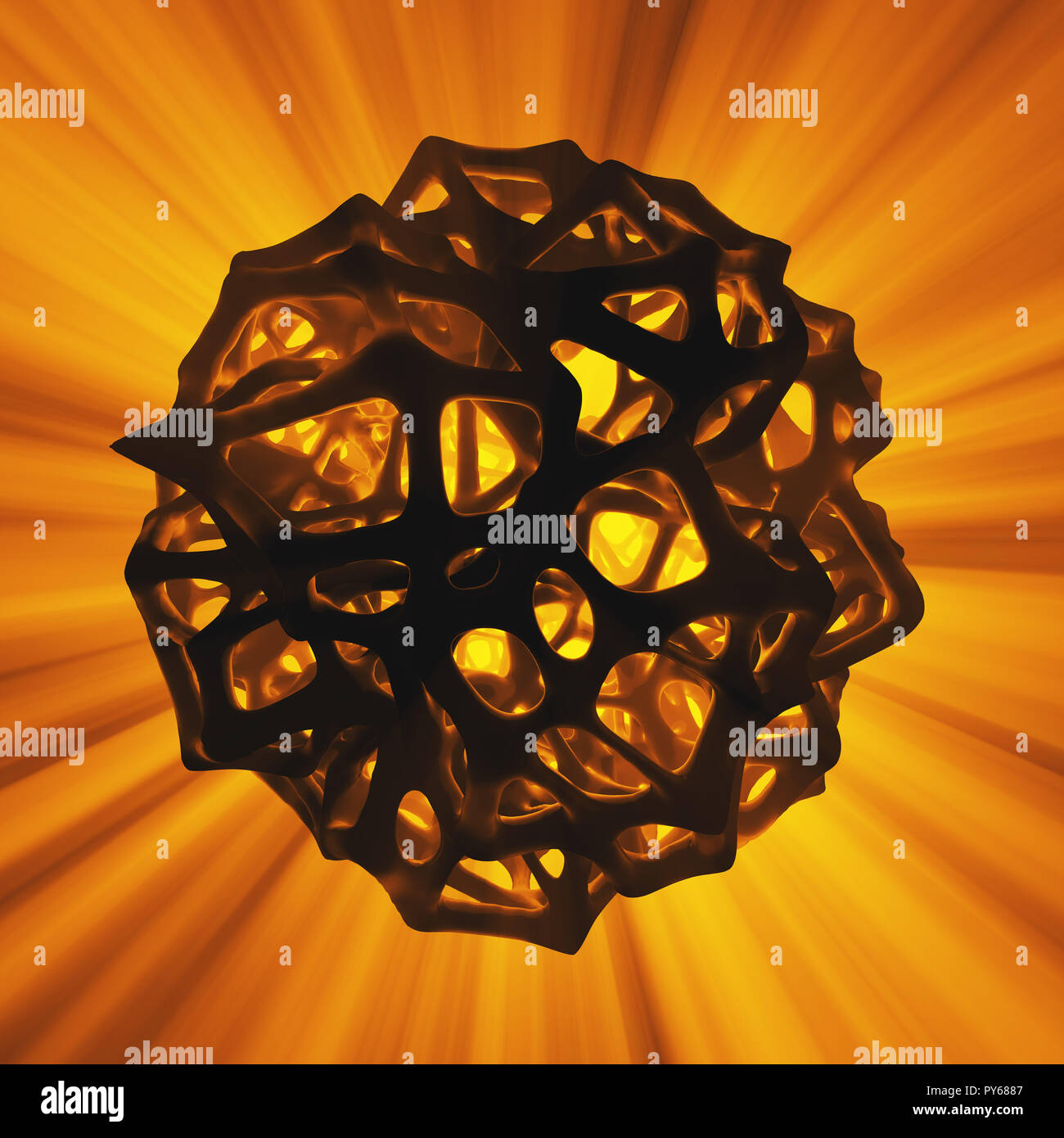 Abstract 3d rendering concept of high poly sphere with chaotic mesh ...