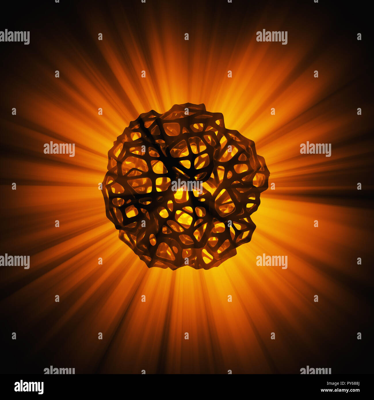 Abstract 3d rendering concept of high poly sphere with chaotic mesh ...