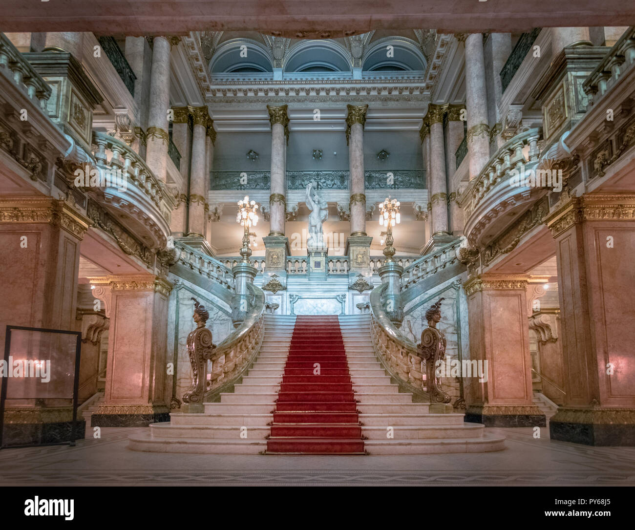 Main staircase at Rio de Janeiro Municipal Theatre interior - Rio de ...
