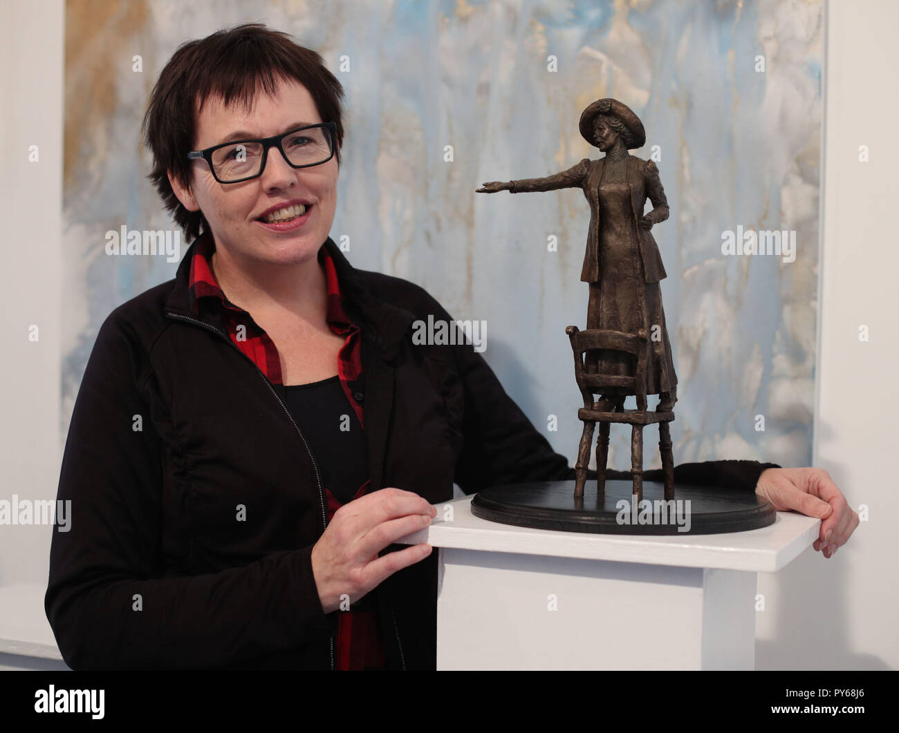 Sculptor Hazel Reeves with a maquette of Our Emmeline, her bronze ...