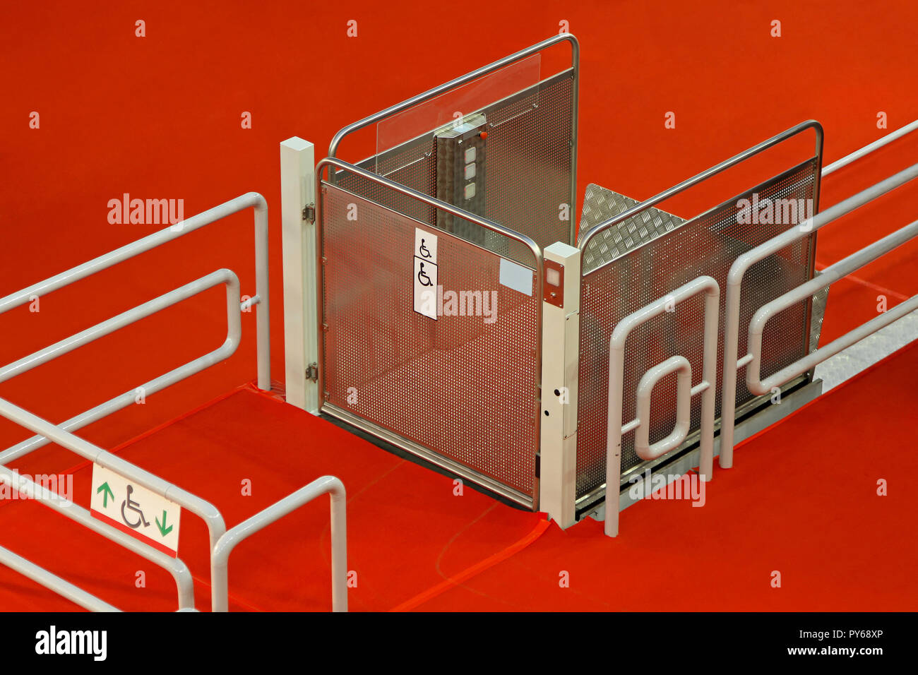 Equipment for disable people automatic lift for wheelchairs Stock Photo ...