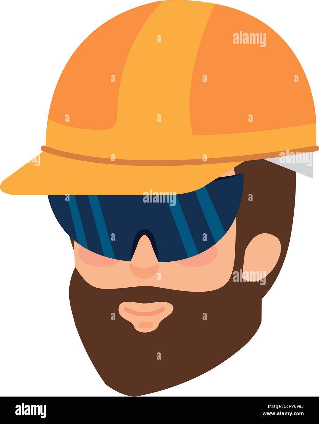 head builder constructor with helmet and goggles vector illustration ...