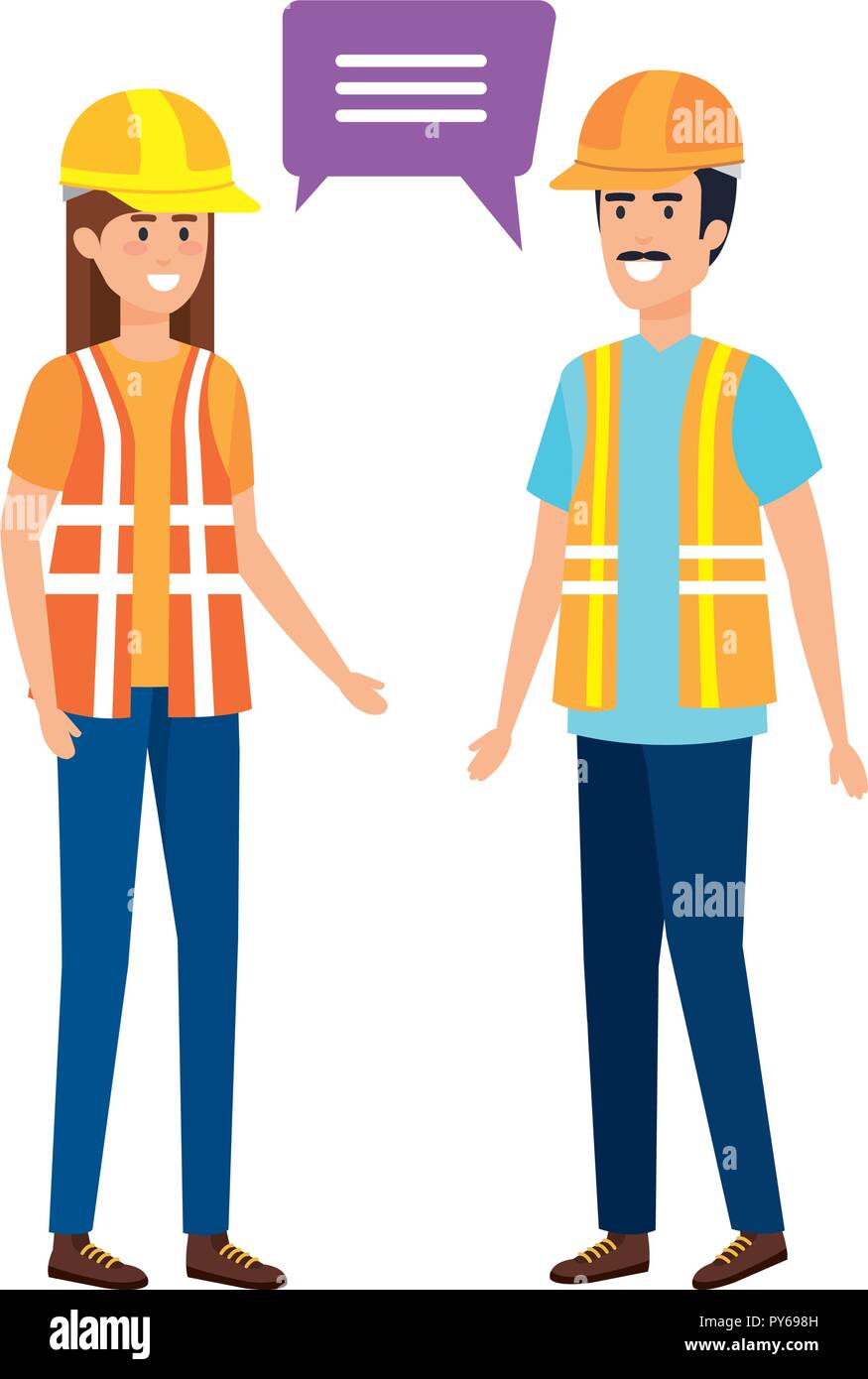 industrial workers talking characters vector illustration design Stock ...