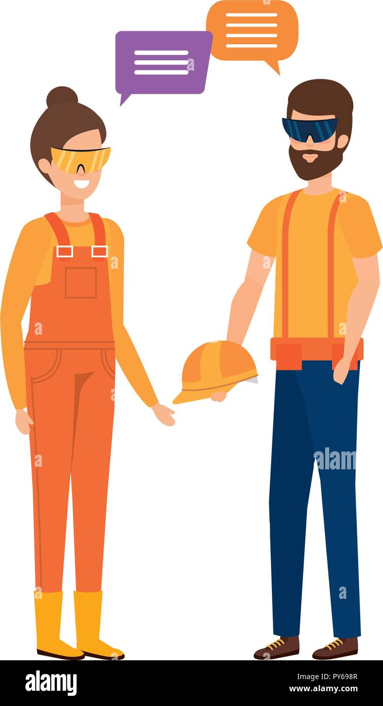 industrial workers talking characters vector illustration design Stock ...
