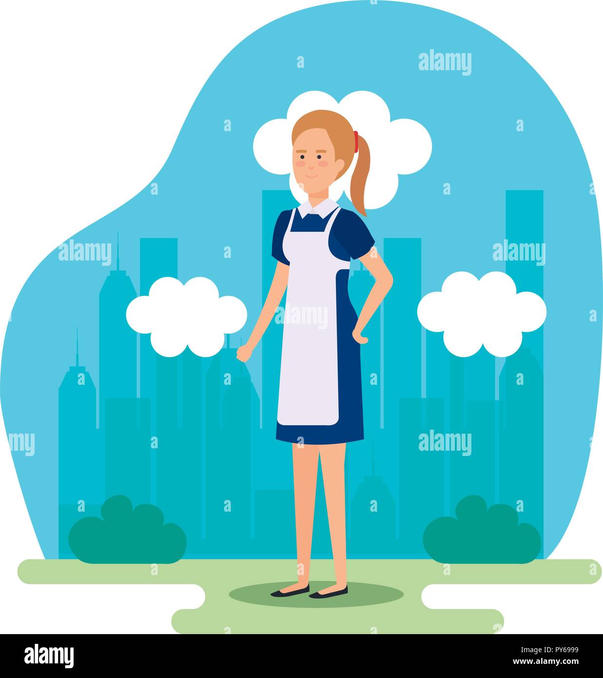 female service employee character vector illustration design Stock ...