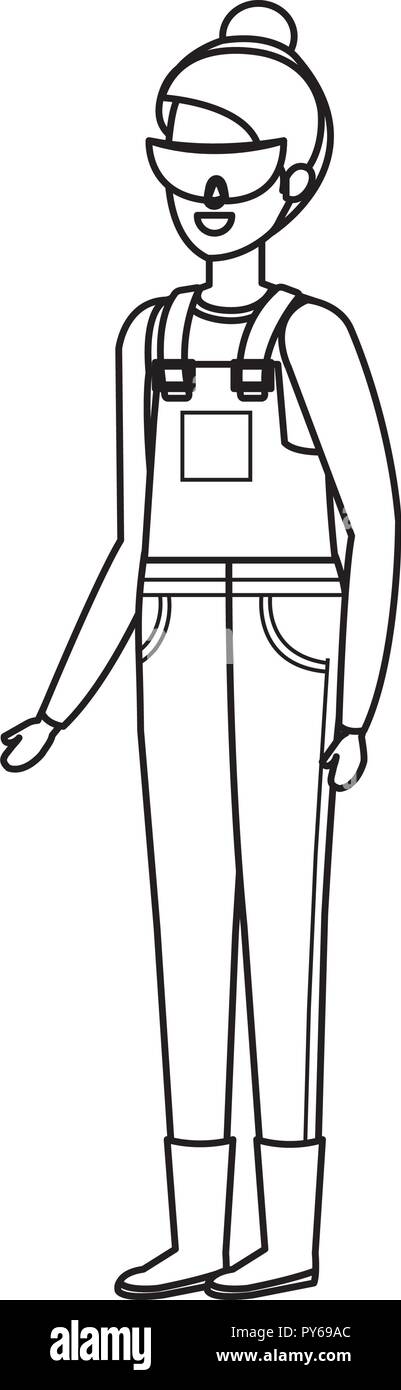 female builder constructor with goggles vector illustration design ...