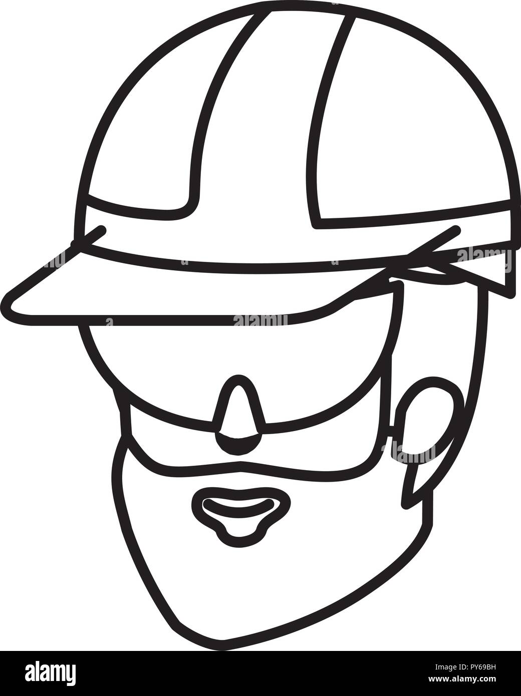 head builder constructor with helmet and goggles vector illustration ...