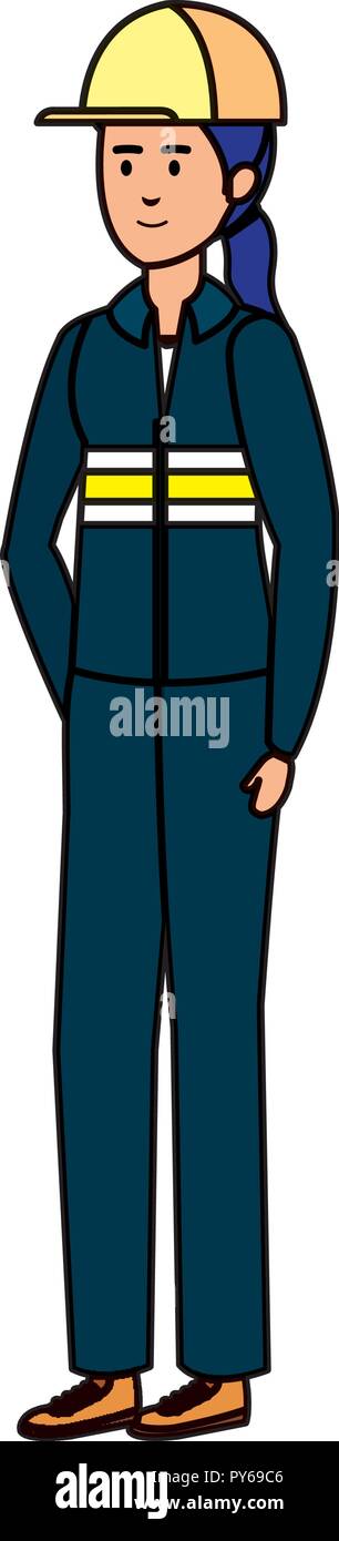 female mechanic worker with helmet vector illustration design Stock ...