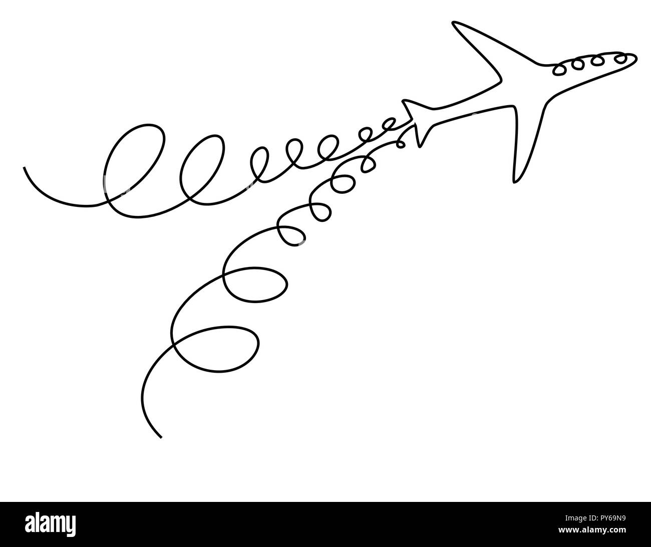 Plane one line drawing Stock Vector Image & Art - Alamy