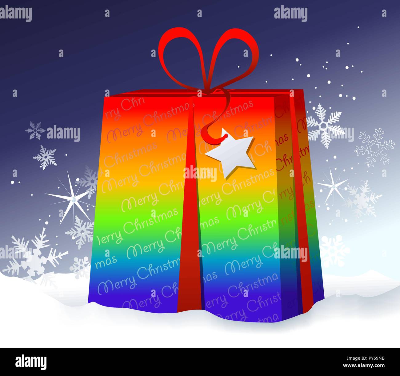 Christmas background with rainbow Christmas gift Stock Vector Image ...