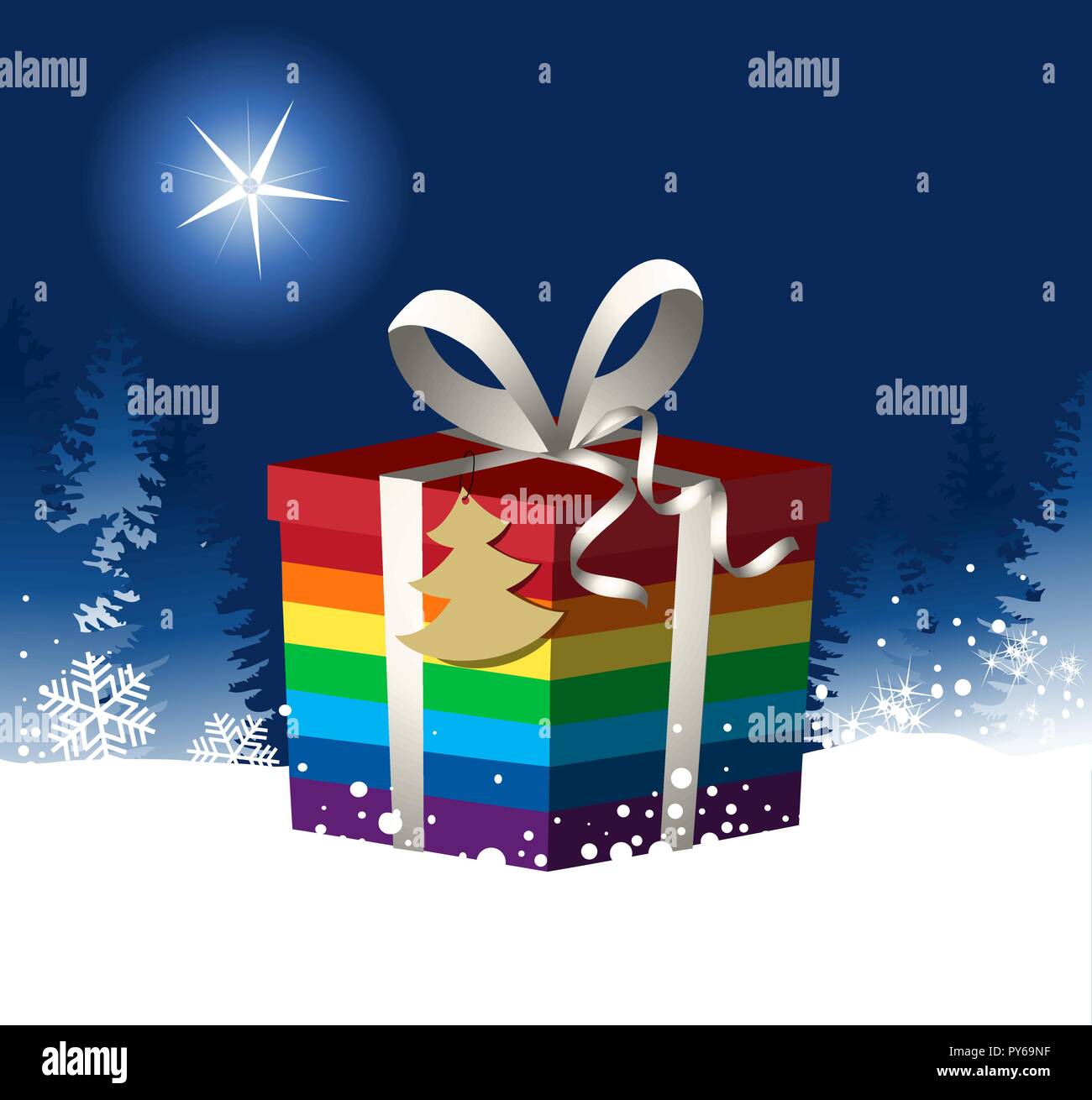 Christmas background with rainbow Christmas gift Stock Vector Image ...