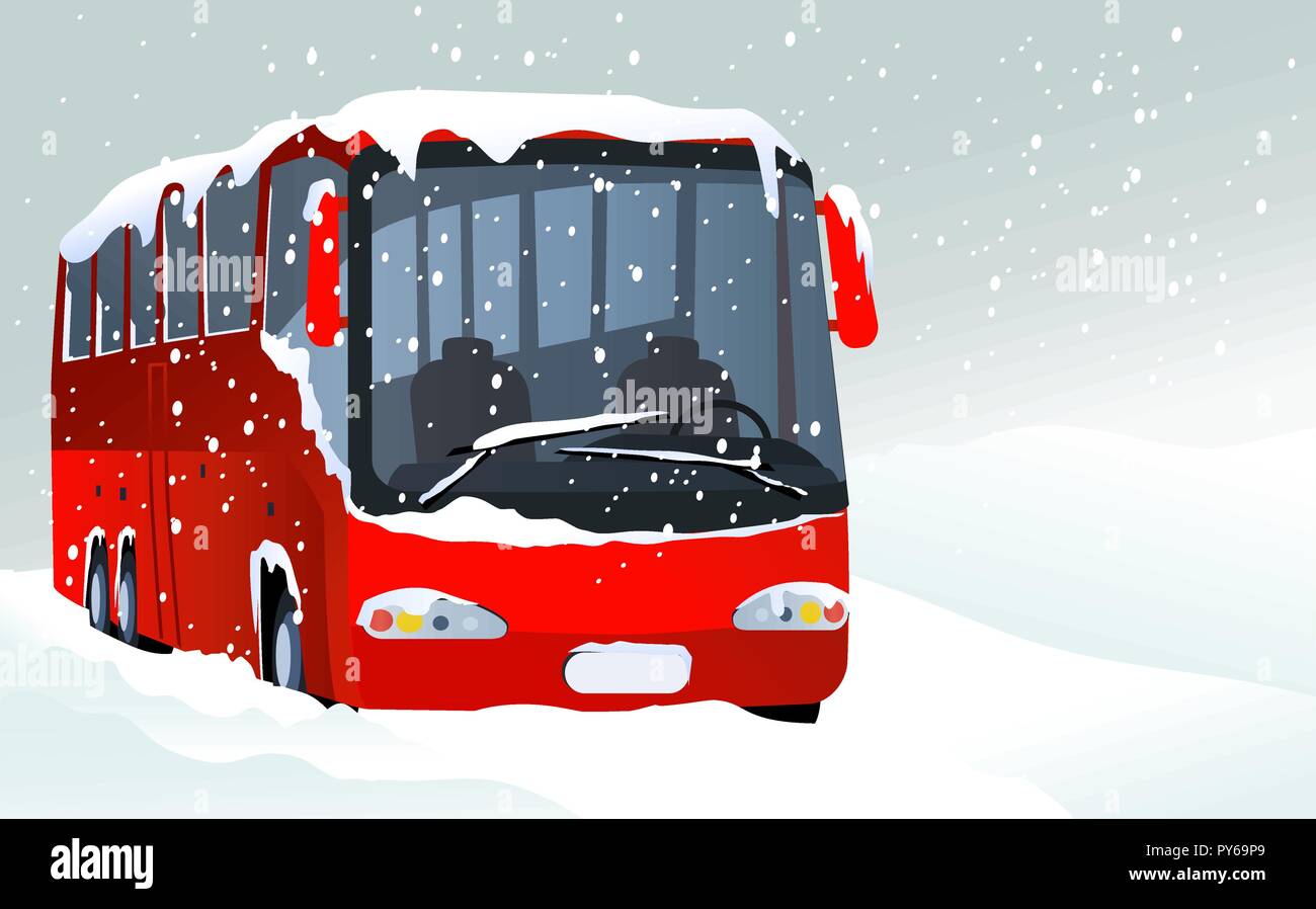 Bus snow winter Stock Vector Images - Alamy