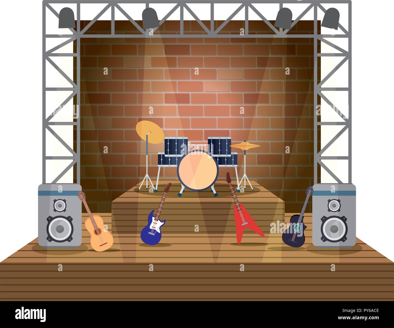 concert stage with instruments scene vector illustration design Stock ...