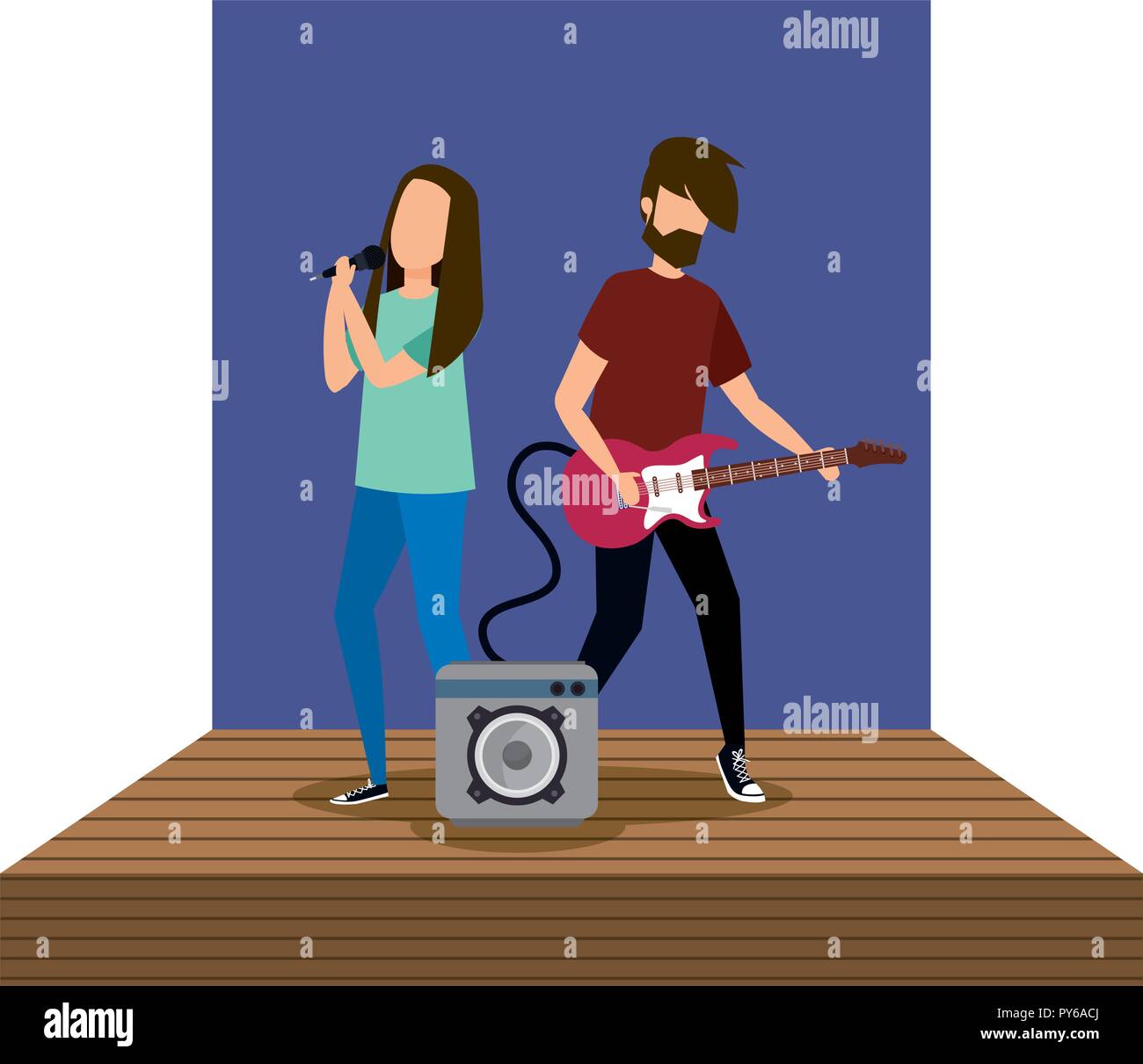 musical duet on stage avatars characters vector illustration design ...