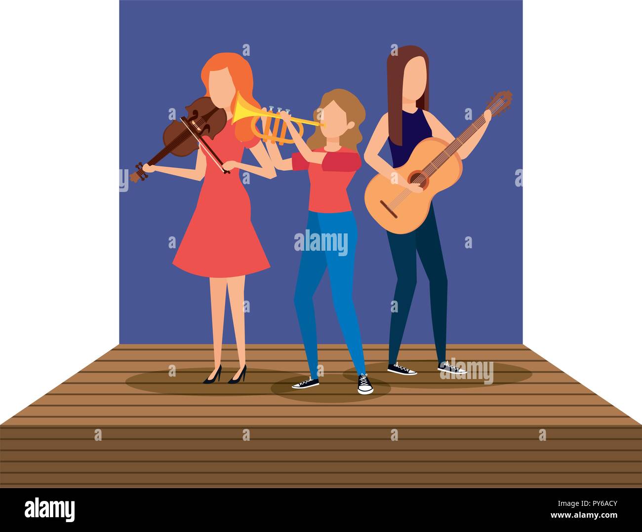 musical band on stage avatars characters vector illustration design ...