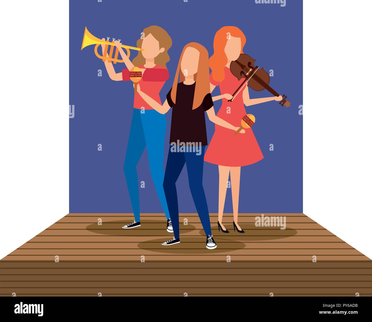 musical band on stage avatars characters vector illustration design ...